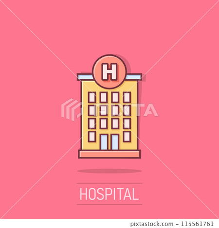 Hospital building icon in comic style. Medical... - Stock Illustration ...