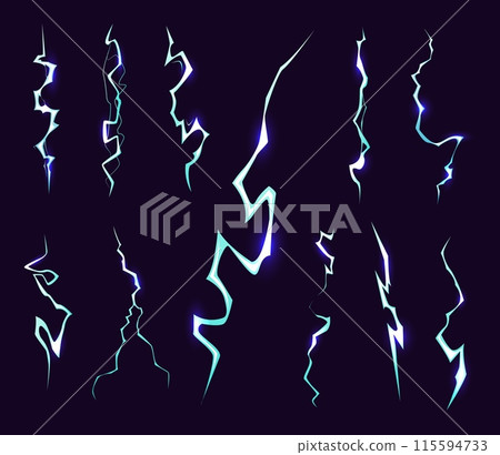 Cartoon thunder effects. Blue lightning... - Stock Illustration ...