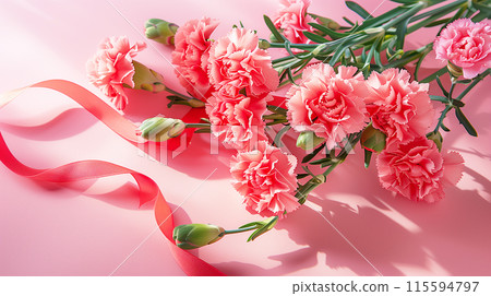 Mother's Day image of carnations and ribbons - Stock Illustration ...