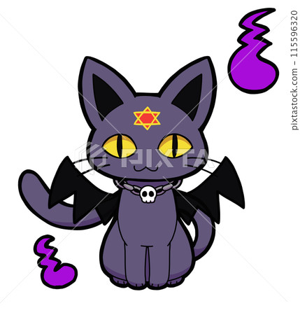 Witch's Familiar Cat with Wings - Stock Illustration [115596320] - PIXTA