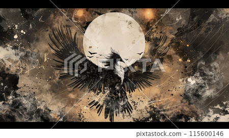 Magnificent Phoenix Rising from the Ashes in... - Stock Illustration ...