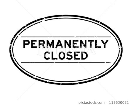 Grunge black permanently closed word oval... - Stock Illustration ...