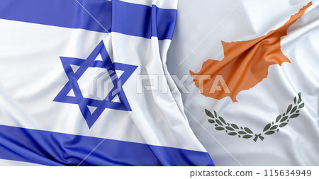Flag of Israel is touching flag of Cyprus on...-插圖素材 [115634949] - PIXTA圖庫