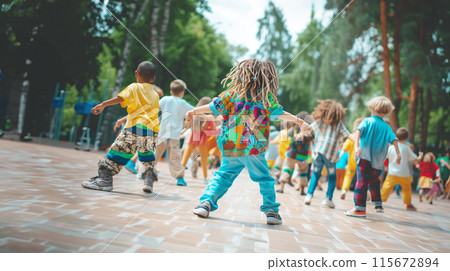 Children enjoying street dancing AI image - Stock Illustration ...