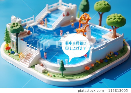 Pool (3D) diorama (with text) - Stock Illustration [115813005] - PIXTA