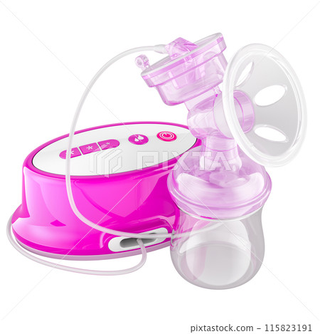 Electric Breast Pump, pink color. 3D rendering - Stock Illustration ...