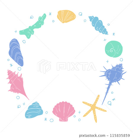 Hand drawn round shell frame, silhouette frame - Stock Illustration ...