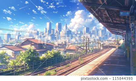 View from the station platform, city 13 - Stock Illustration [115844393 ...