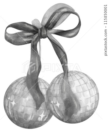 Retro Coquette Disco Ball Cherries Pink Bow... - Stock Illustration ...