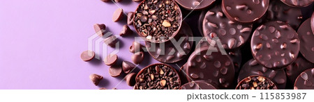 Handcrafted Chocolate Discs with Nuts and Dried... - Stock Illustration ...