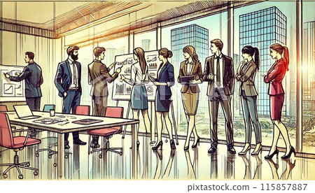 People queuing up in the office - Stock Illustration [115857887] - PIXTA
