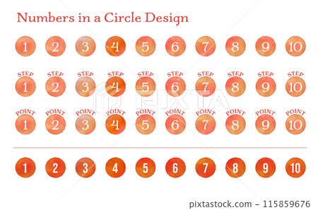 Vector watercolor-style round numbers in red - Stock Illustration ...