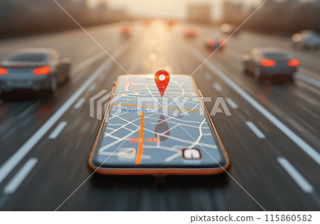 Road street traffic. GPS pin navigation. Route... - Stock Illustration ...