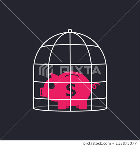 A Pink Pig in a cage. Isolated Vector Illustration - Stock Illustration ...