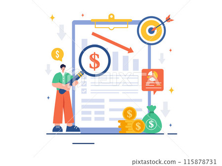 Cost Reduction Vector Illustration depicting... - Stock Illustration ...