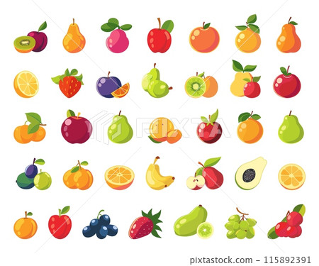Cartoon Fruits And Vegetables Separate