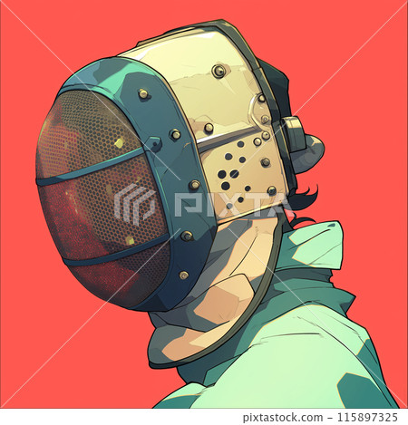 Close-up Profile view of a fencing mask... - Stock Illustration ...