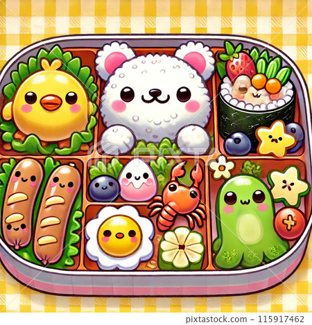 Here is an illustration of a cute bento box. It... - Stock Illustration ...