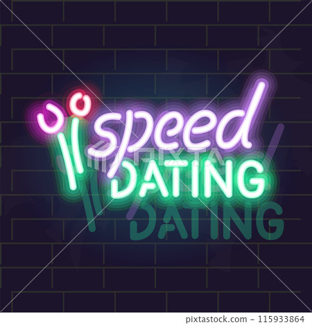 Neon speed dating lettering poster. Isolated... - Stock Illustration ...