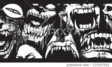 Cool grungy y2k vampire set with a negative... - Stock Illustration ...