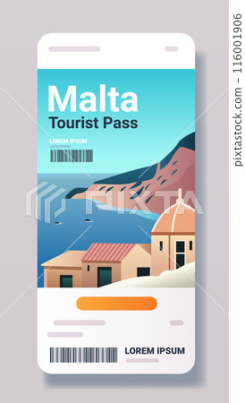 Malta tourist pass with coastal scenery...-插圖素材 [116001906] - PIXTA圖庫