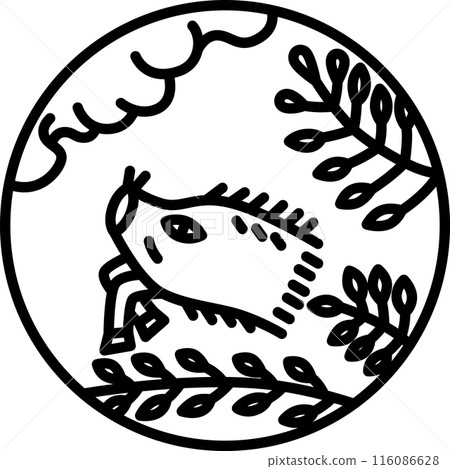 Line drawing circular mini Hanafuda cards -... - Stock Illustration ...