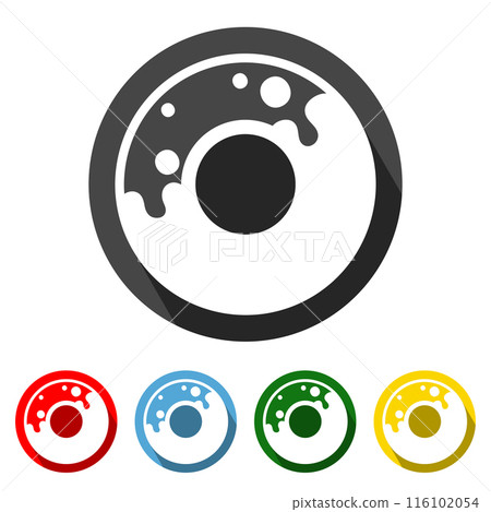 Donut Flat Icon Long Shadow. Donut icon vector... - Stock Illustration ...