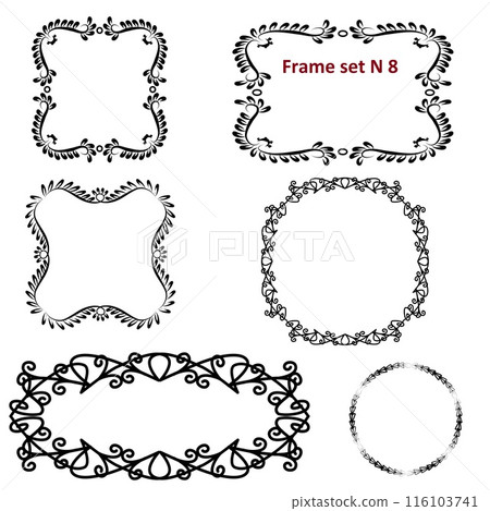 Frames and borders monograms, grass vines and... - Stock Illustration ...