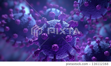 Microscopic Viral Landscape in Purple - Stock Illustration [116112168 ...