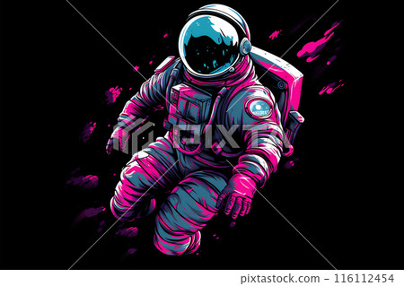 Astronaut floating through air in space suit - Stock Illustration ...