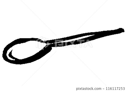 A line drawing of a spoon drawn with a brush... - Stock Illustration ...