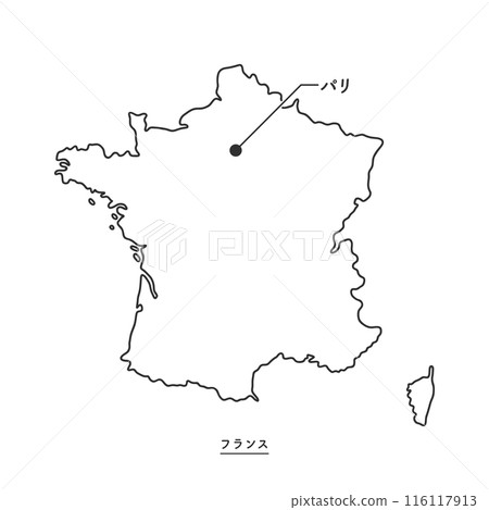 Simple blank map of France - Line map with... - Stock Illustration ...