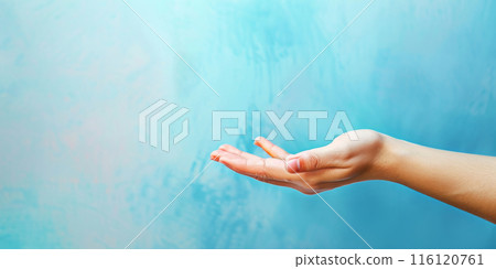 Left hand, palm facing upwards, against a light... - Stock Illustration ...
