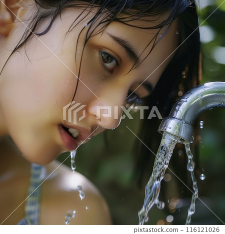 Beautiful woman bathing in water - Stock Illustration [116121026] - PIXTA