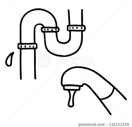 Water leak set line drawing - Stock Illustration [116121539] - PIXTA