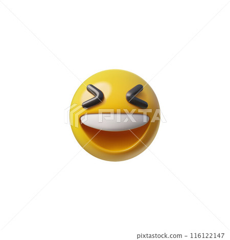 Joyful yellow 3D smiley face reactions vector... - Stock Illustration ...