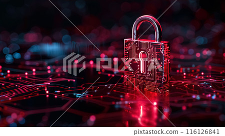 A high-tech digital security lock surrounded by... - Stock Illustration ...