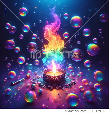 Flames of dancing soap bubbles - Stock Illustration [116129160] - PIXTA