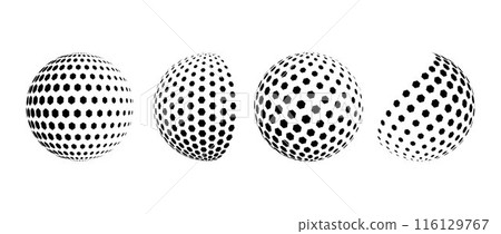Black halftone pattern sphere collection....-插圖素材 [116129767] - PIXTA圖庫