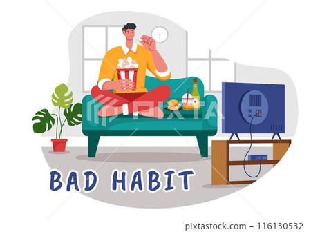 Vector Illustration of Bad Habits Featuring... - Stock Illustration ...