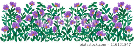 purple flowers row - Stock Illustration [116131847] - PIXTA