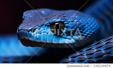 Close-up of Blue Serpent - Detailed Snake... - Stock Illustration ...