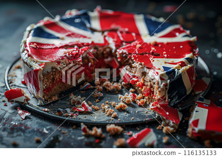 Broken Union Jack Cake On A Plate - Stock Illustration [116135133] - PIXTA