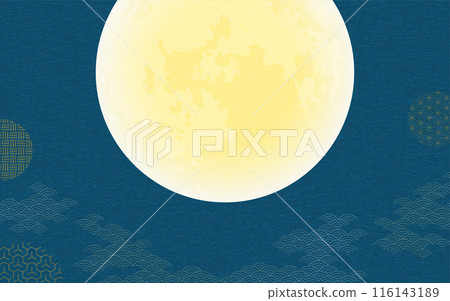 Moon viewing material with Japanese patterns... - Stock Illustration ...