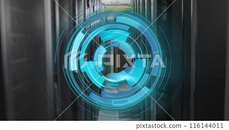 Image of neon blue round scanner spinning... - Stock Illustration ...