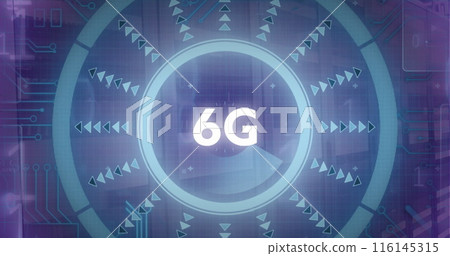 Image of data processing and 6g text over... - Stock Illustration ...