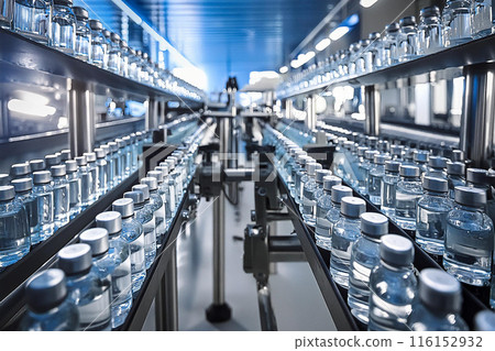 CG material: Vials lined up in a production... - Stock Illustration ...
