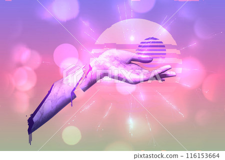 3D White marble female hand statue vaporwave - Stock Illustration ...