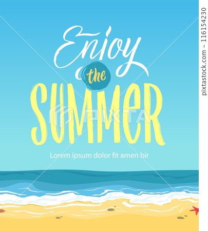 summer poster. enjoy the summer lettering... - Stock Illustration ...
