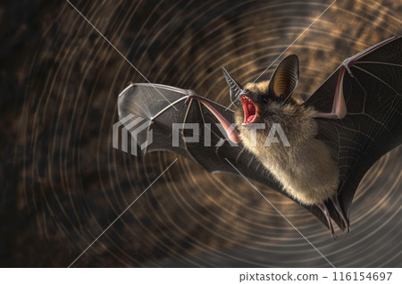 Bats use ultrasound to detect obstacles - Stock Illustration [116154697 ...